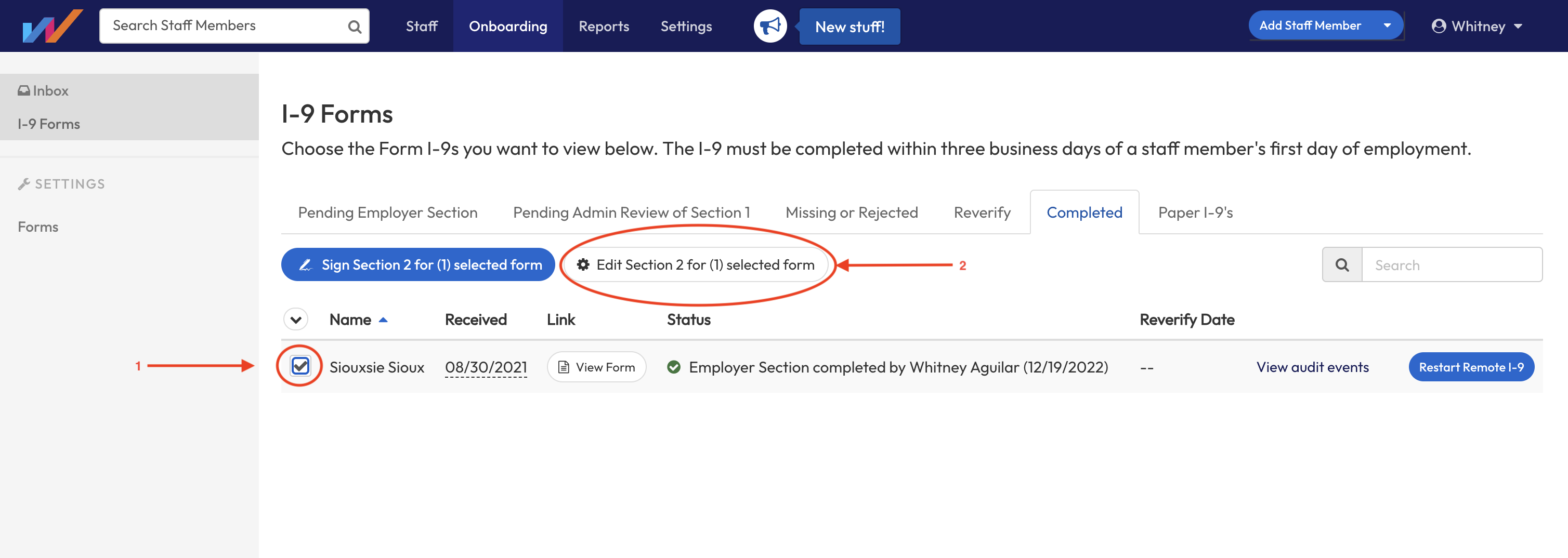 Editing Section 2 of the I-9