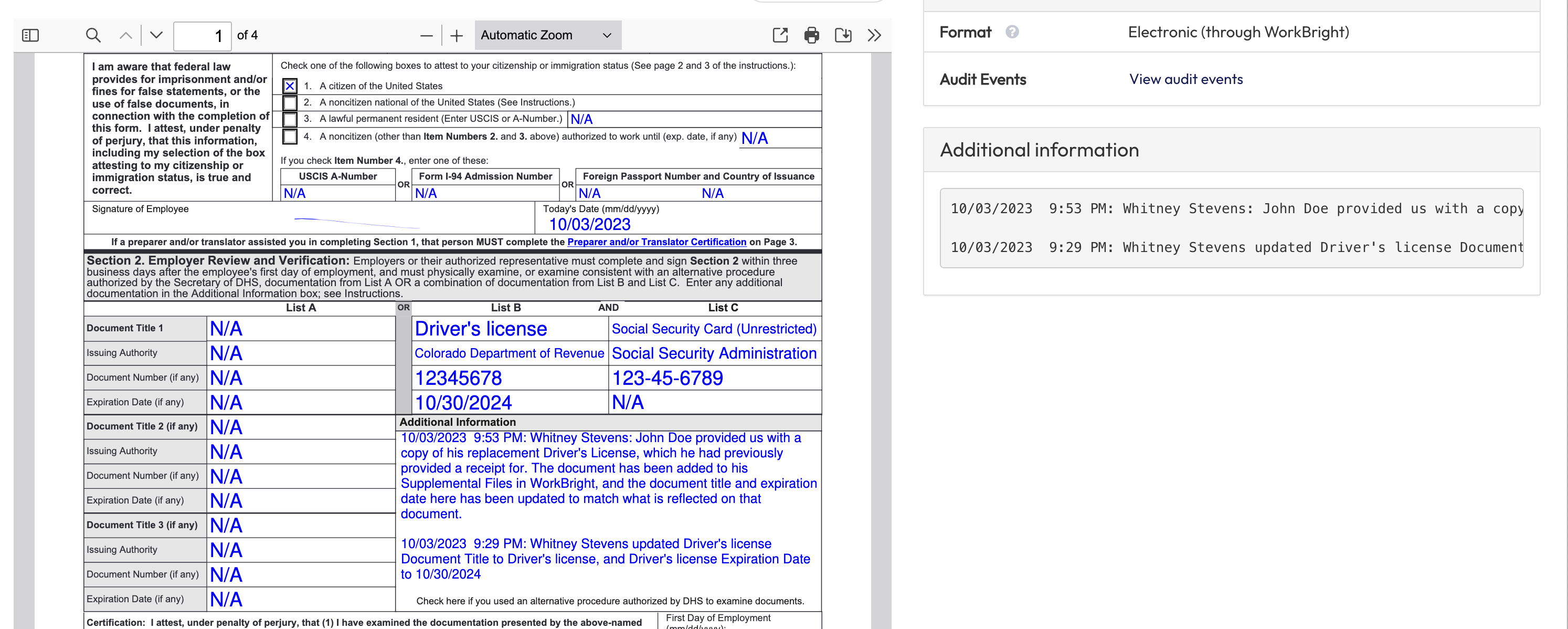 Accepting a Receipt as Documentation on the Form I-9